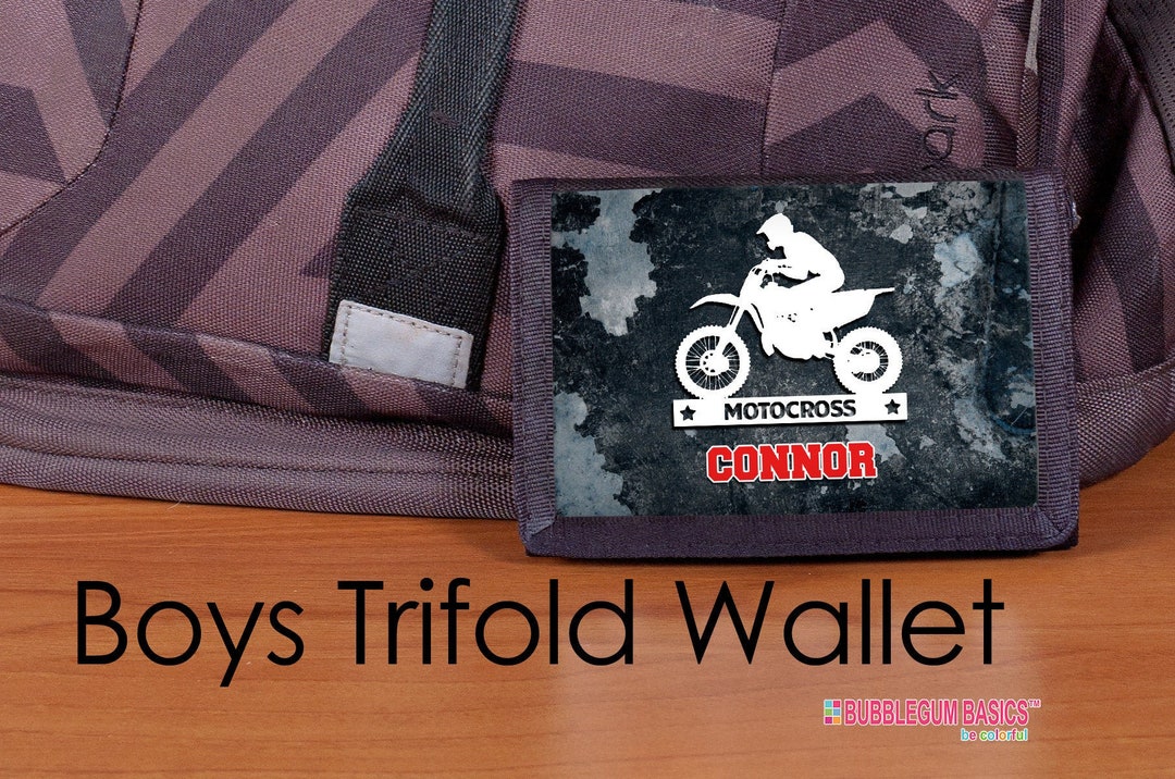 MOTOCROSS Wallet, Boys Wallet, Personalized Wallet, Nylon Trifold ...