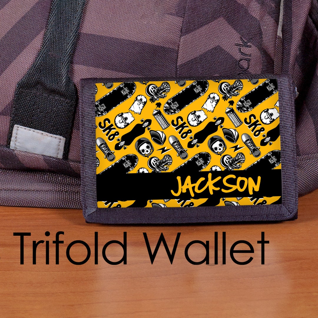 Skater Boy Trifold Wallet: Personalized Kids Wallet - Etsy