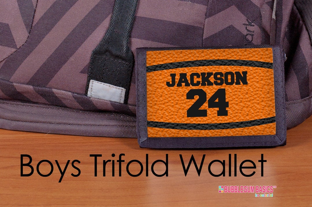 Boys Wallet Basketball Wallet for Boys Trifold Wallet Personalized ...