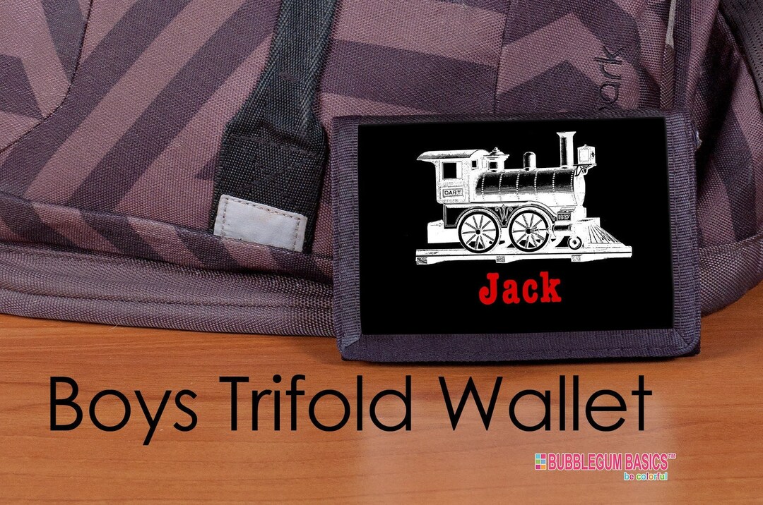 Custom Wallet, Trifold Wallet, Boys Wallet, Kids Wallet, Train Wallet ...