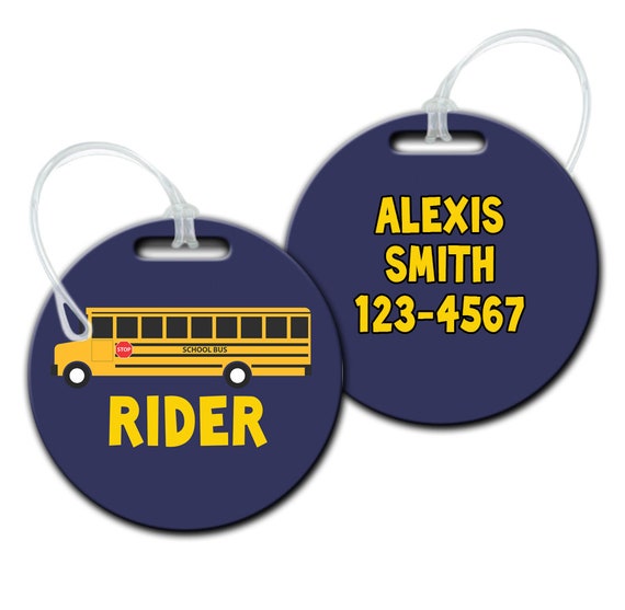 School Bus Rider ID Bag Tag for Backpack Luggage ID Fiberglass - Etsy