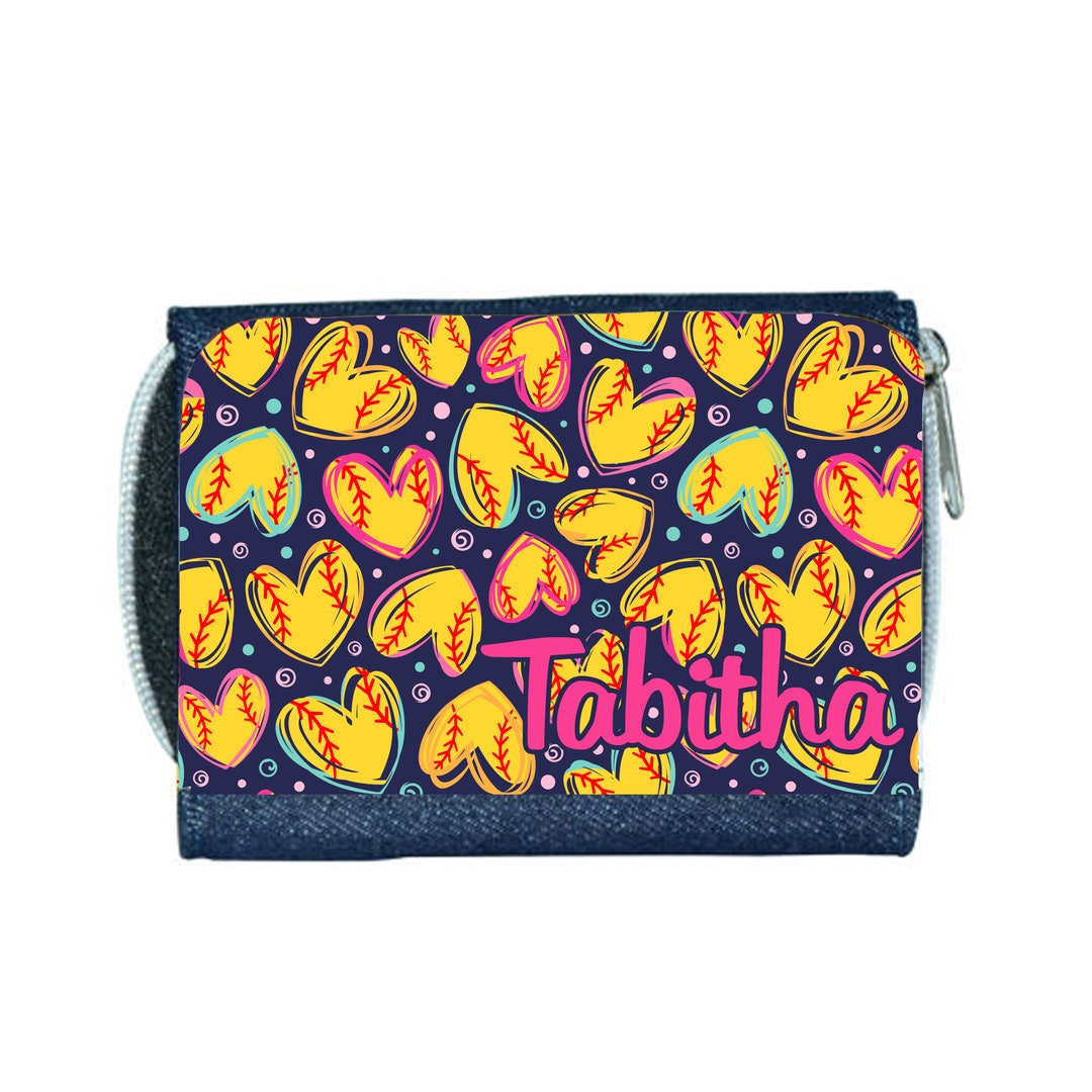 SOFTBALL Wallet Custom Wallet, Girls Wallet, Girl Wallet, Kids Wallet ...