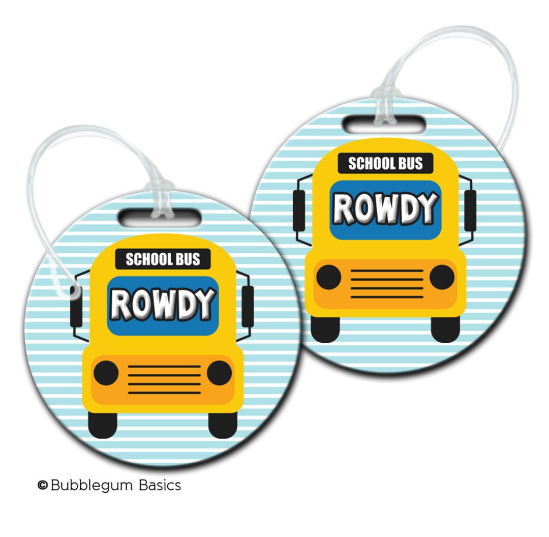 School Bus Tag - School Bag Tag, Backpack Tag, School Tag, Bag Tag ...