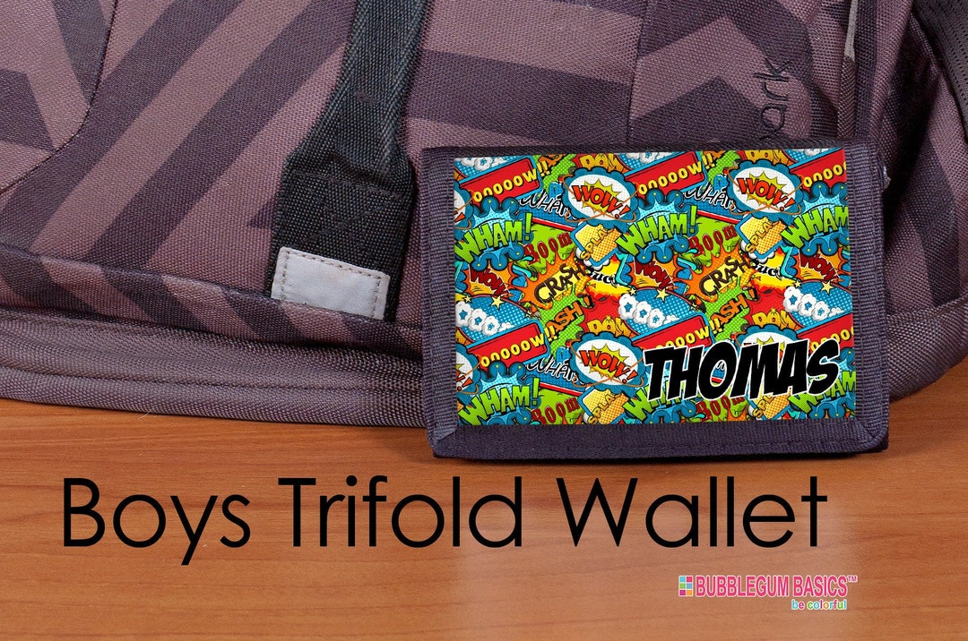 Comic Book Wallet, Boys Wallet, Personalized Wallet, Nylon Trifold ...