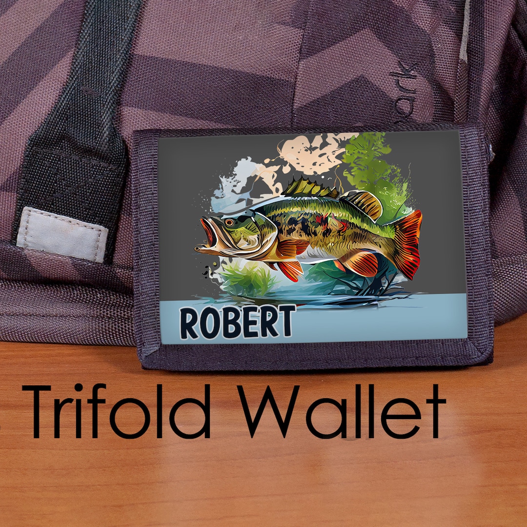 Fishing Wallet, Boys Wallet, Trifold Wallet, Bass Fishing, Custom ...
