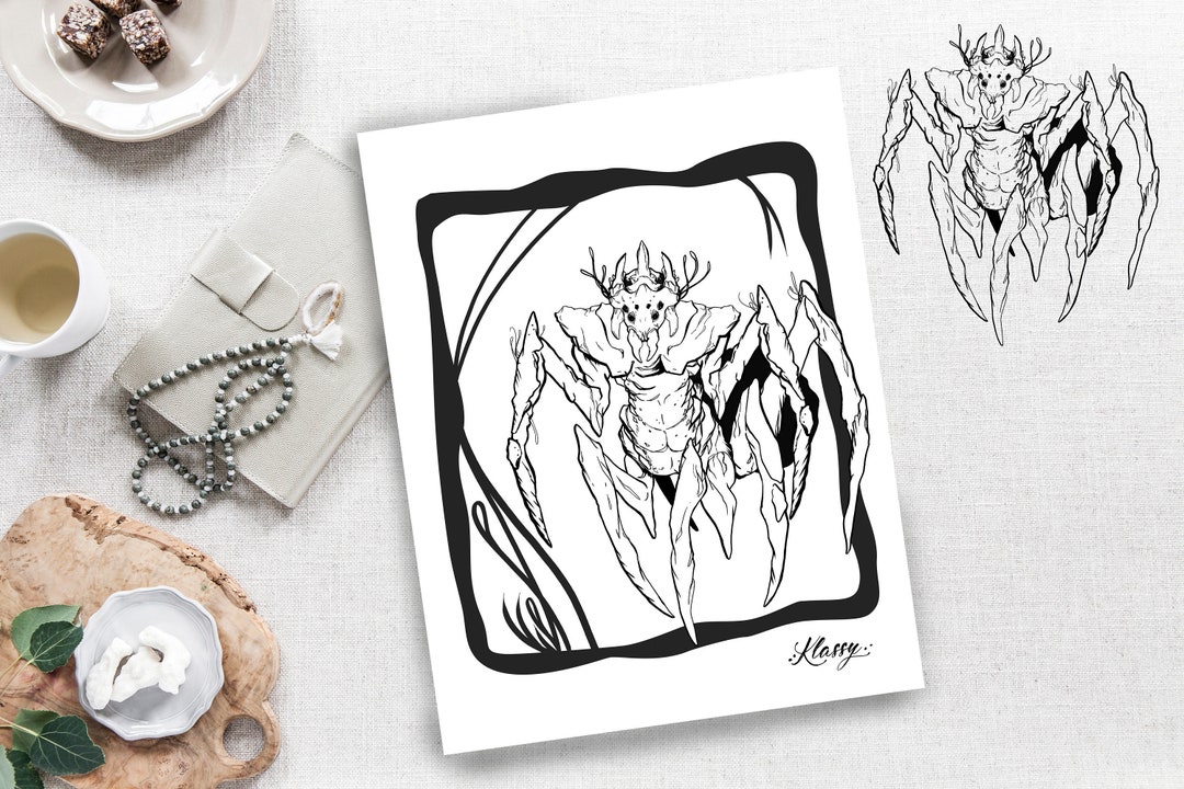 DOWNLOADABLE Coloring Page Monster Art - Prettie Monstrous Series - Etsy