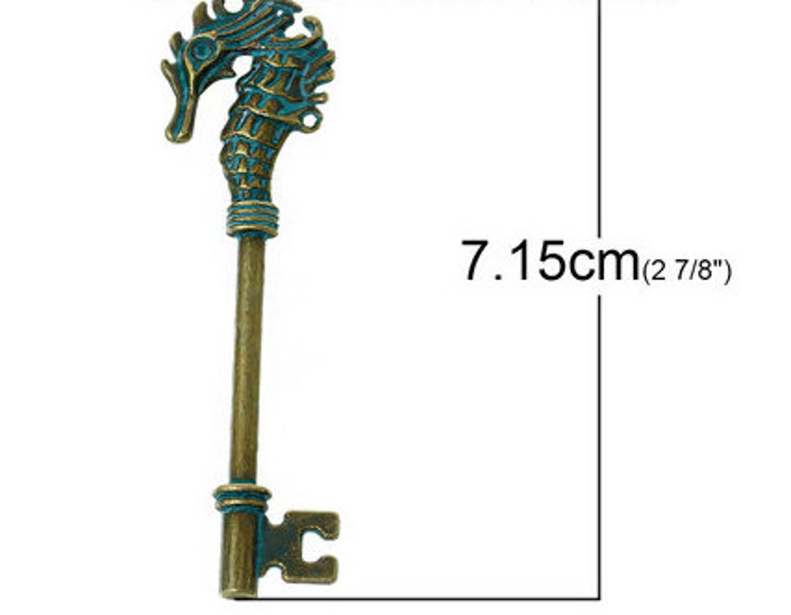 Nautical Key Antique Bronze can Hold Ss7 Rhinestone Seahorse | Etsy