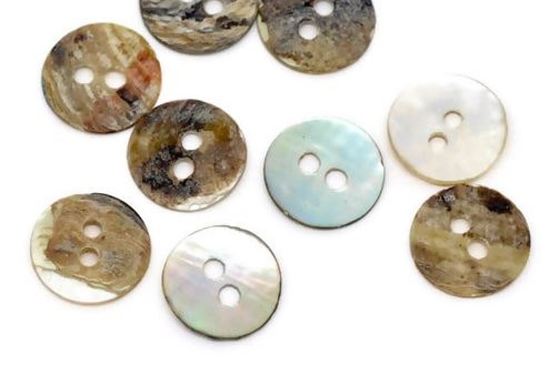 Natural Mother of Pearl Shell Sewing Button Scrapbooking 2 Holes Round ...