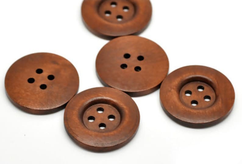 Reddish Brown 4 Holes Round Wood Sewing Buttons for Sweater Overcoat ...
