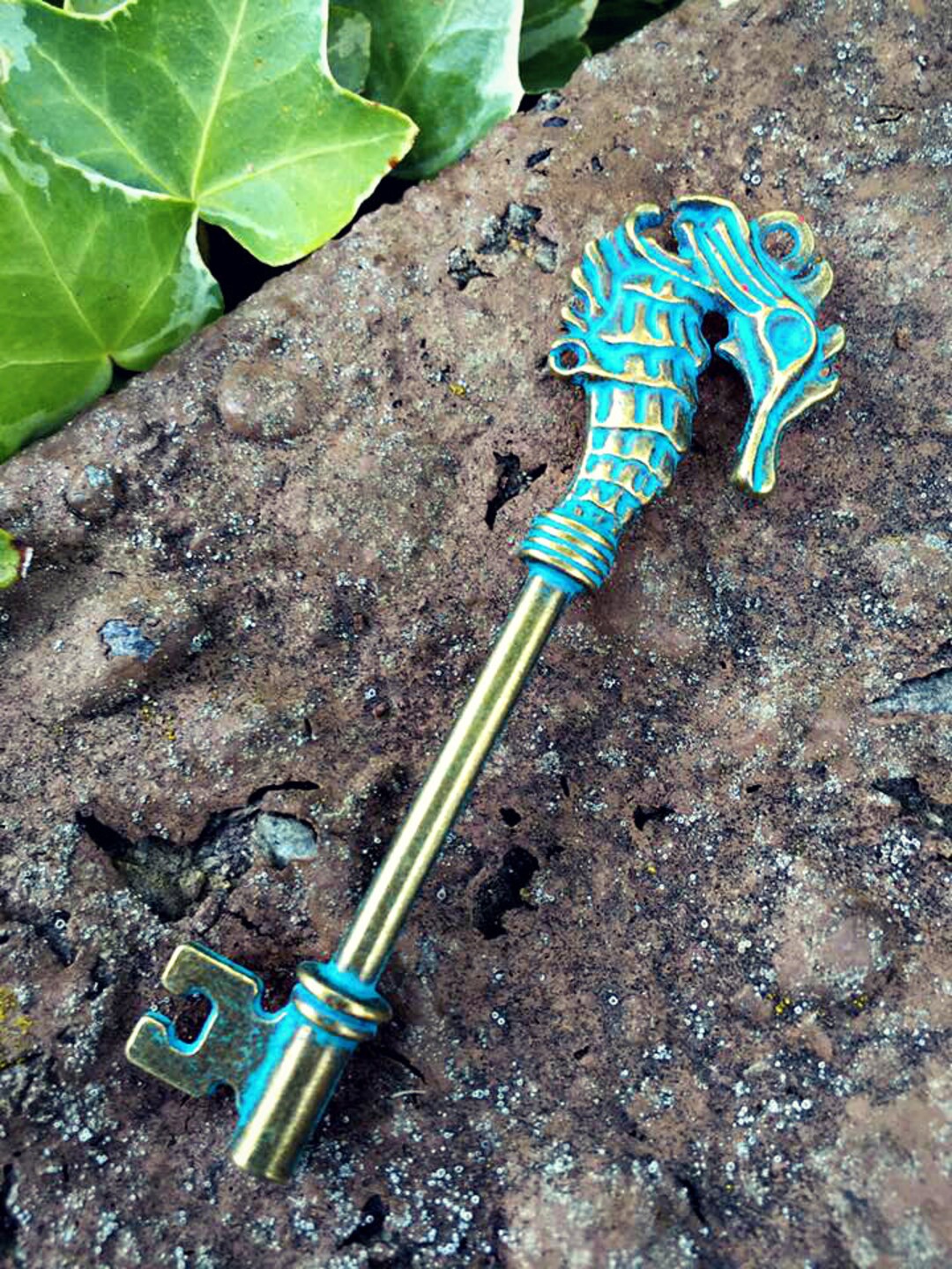 Nautical Key Antique Bronze can Hold Ss7 Rhinestone Seahorse - Etsy
