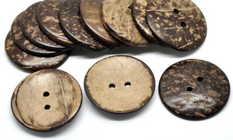 Large Brown Coconut Shell 2 Holes Sewing Button - 1 1/2" Dia - Pack of ...
