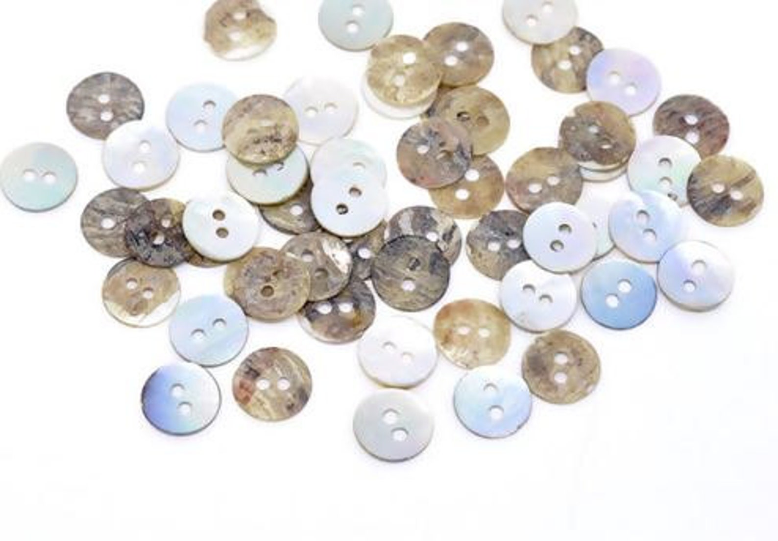 Natural Mother of Pearl Shell Sewing Button Scrapbooking 2 Holes Round ...