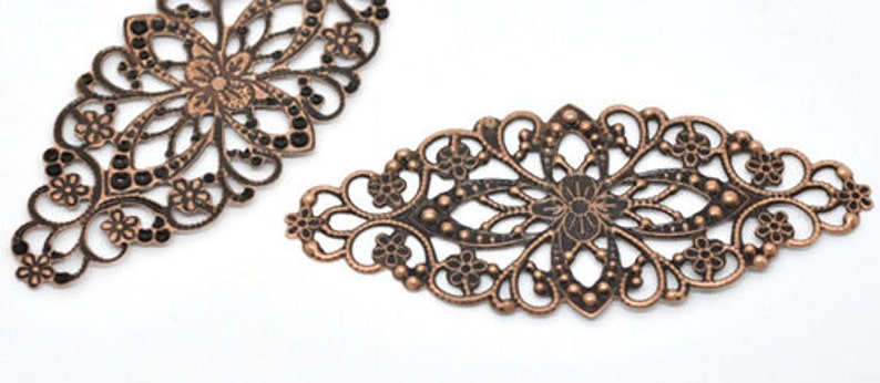 Zinc Metal Alloy Embellishments Oval Antique Copper 3 1/8" X 1 3/8 ...