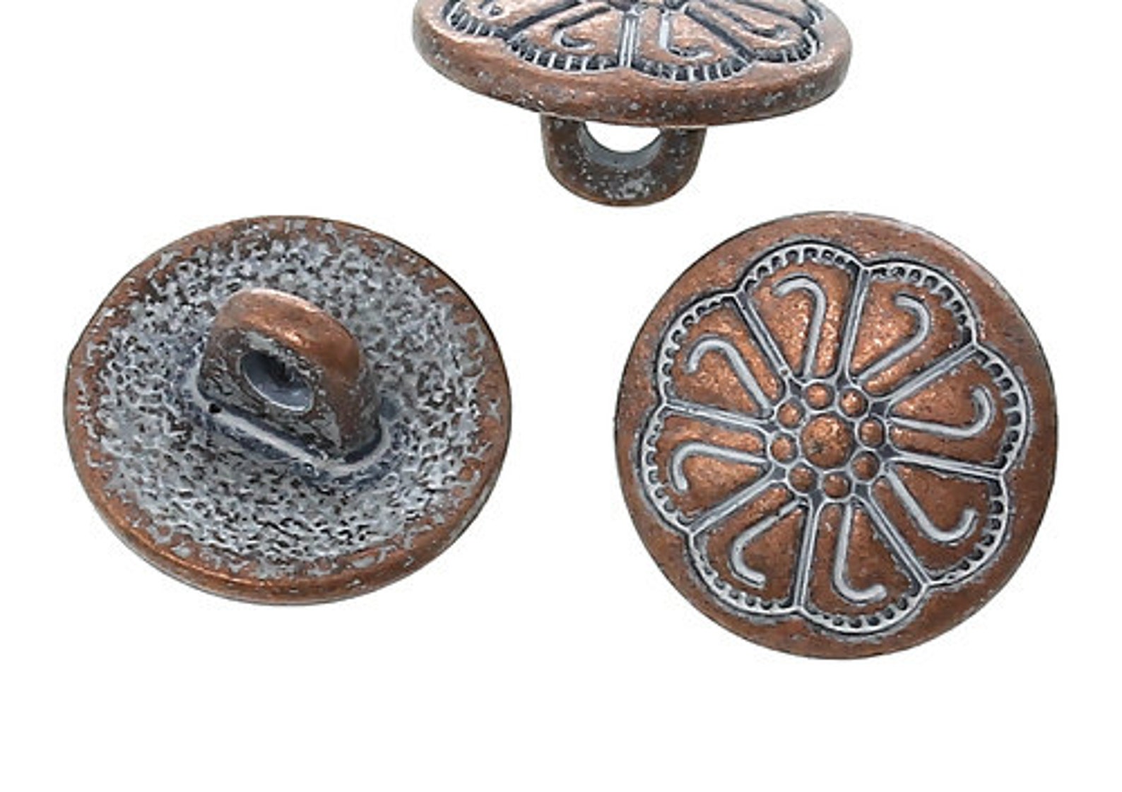 Zinc Metal Alloy Shank Button Metal Buttons Round Antique Copper Single ...