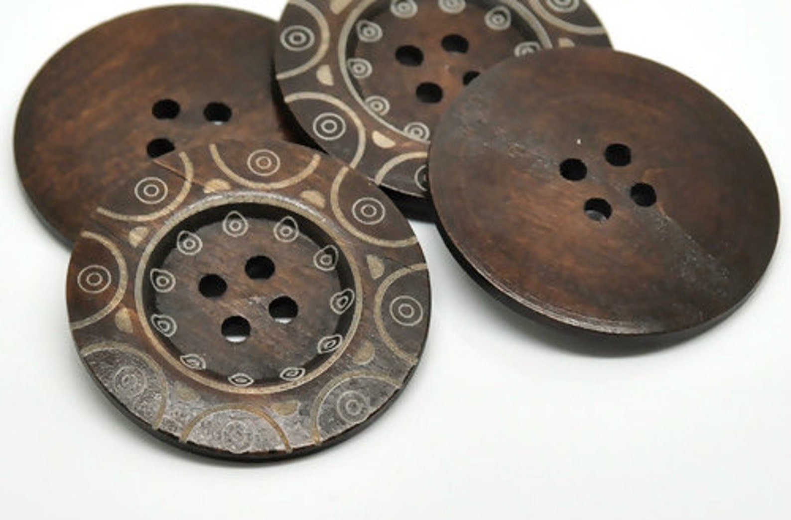 Pack of 3 - Extra Large Dark Brown Funky Natural Patterned Wooden ...