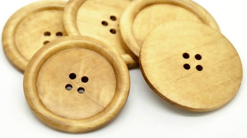 Big Wood Sewing Button 4 Holes - 2 Inches - Pack of 5 - Etsy