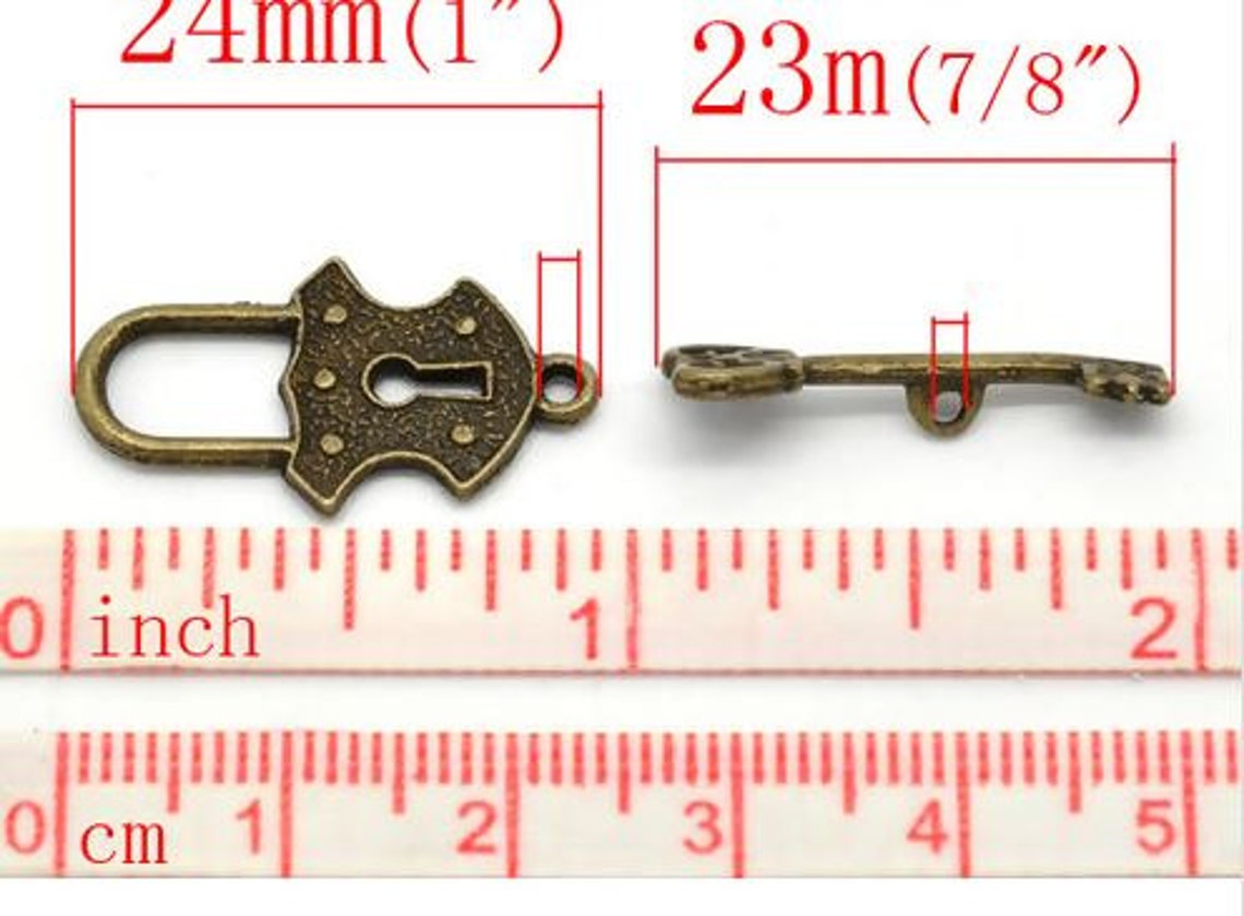 Zinc Based Alloy Toggle Clasps Lock & Key Antique Bronze Findings ...