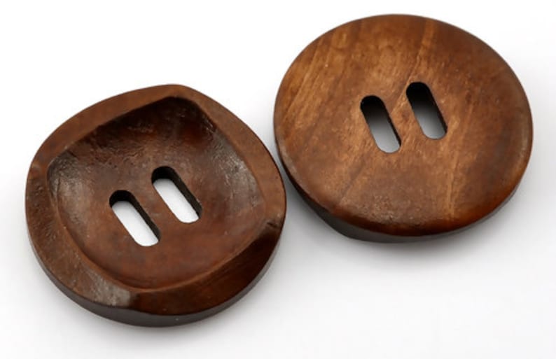 Coffee 2 Holes Round Wood Sewing Buttons // Unique Square Face - 1 1/8 ...