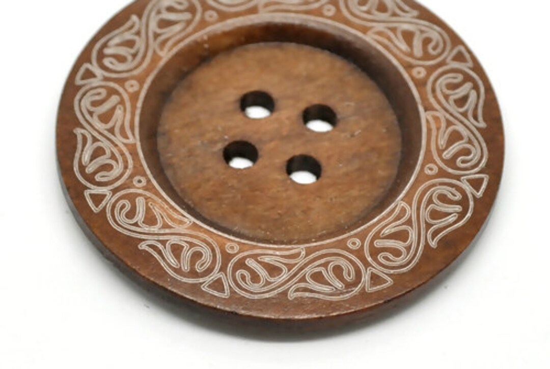 Extra Large Coffee Colored Patterned Wood Button - 2 3/8" Pack of 5 - Etsy