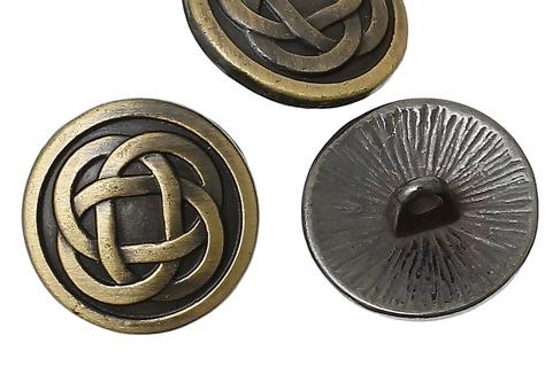Gorgeous Metal Sewing Shank Buttons Round Antique Bronze Celtic Knot ...