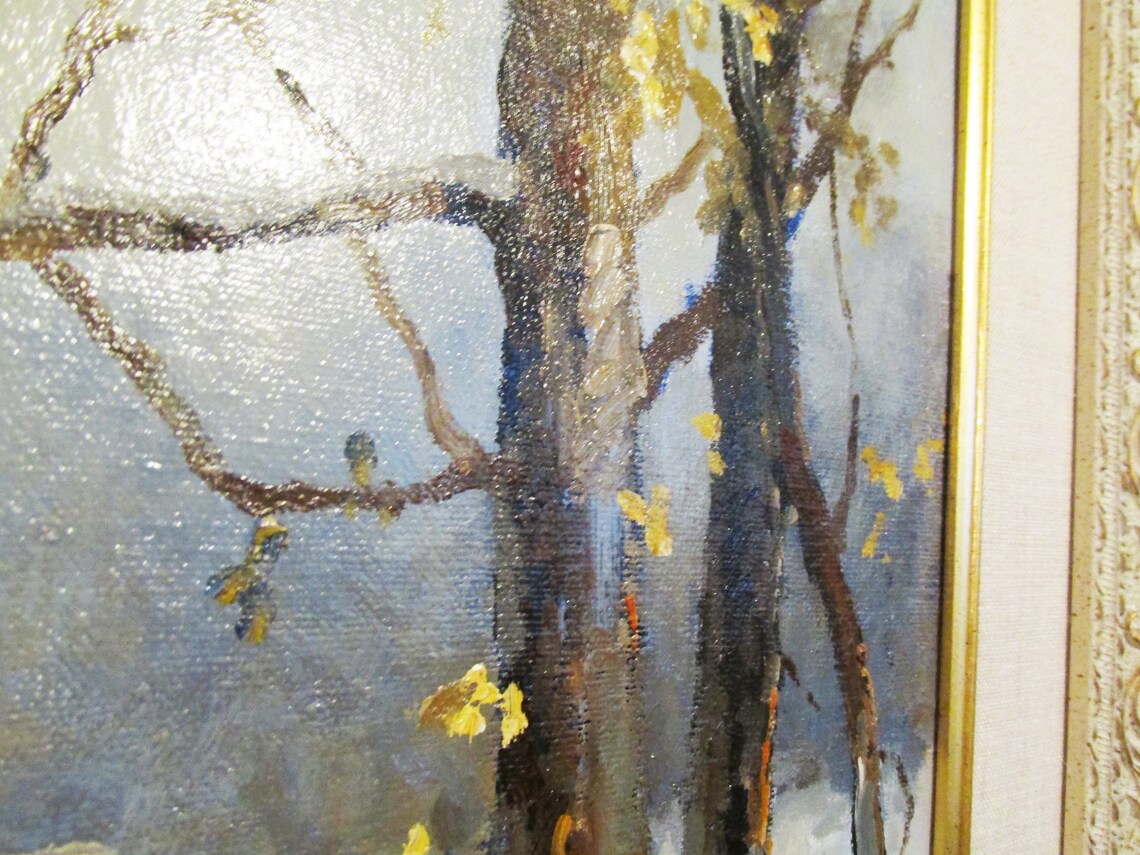 William Schatz Original Oil on Canvas Painting Winter Scene Signed and ...