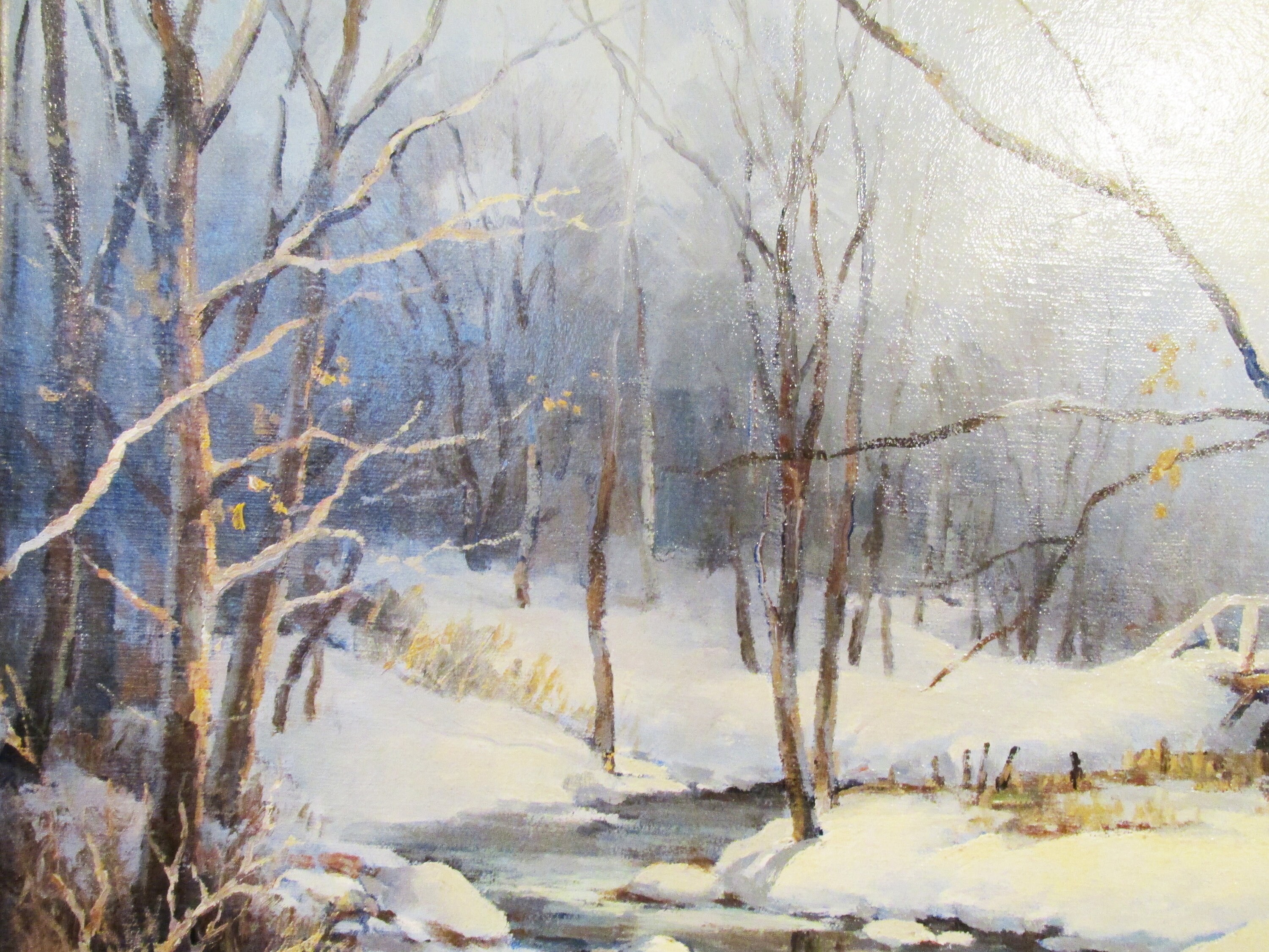William Schatz Original Oil on Canvas Painting Winter Scene Signed and ...