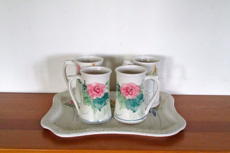 Cooper Pottery UK Floral Mug and Serving Platter Party Set - Etsy