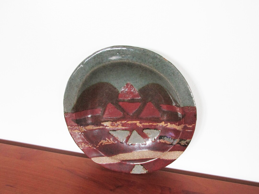 Large Ceramic Studio Art Pottery Plate Southwestern Design Signed KL - Etsy