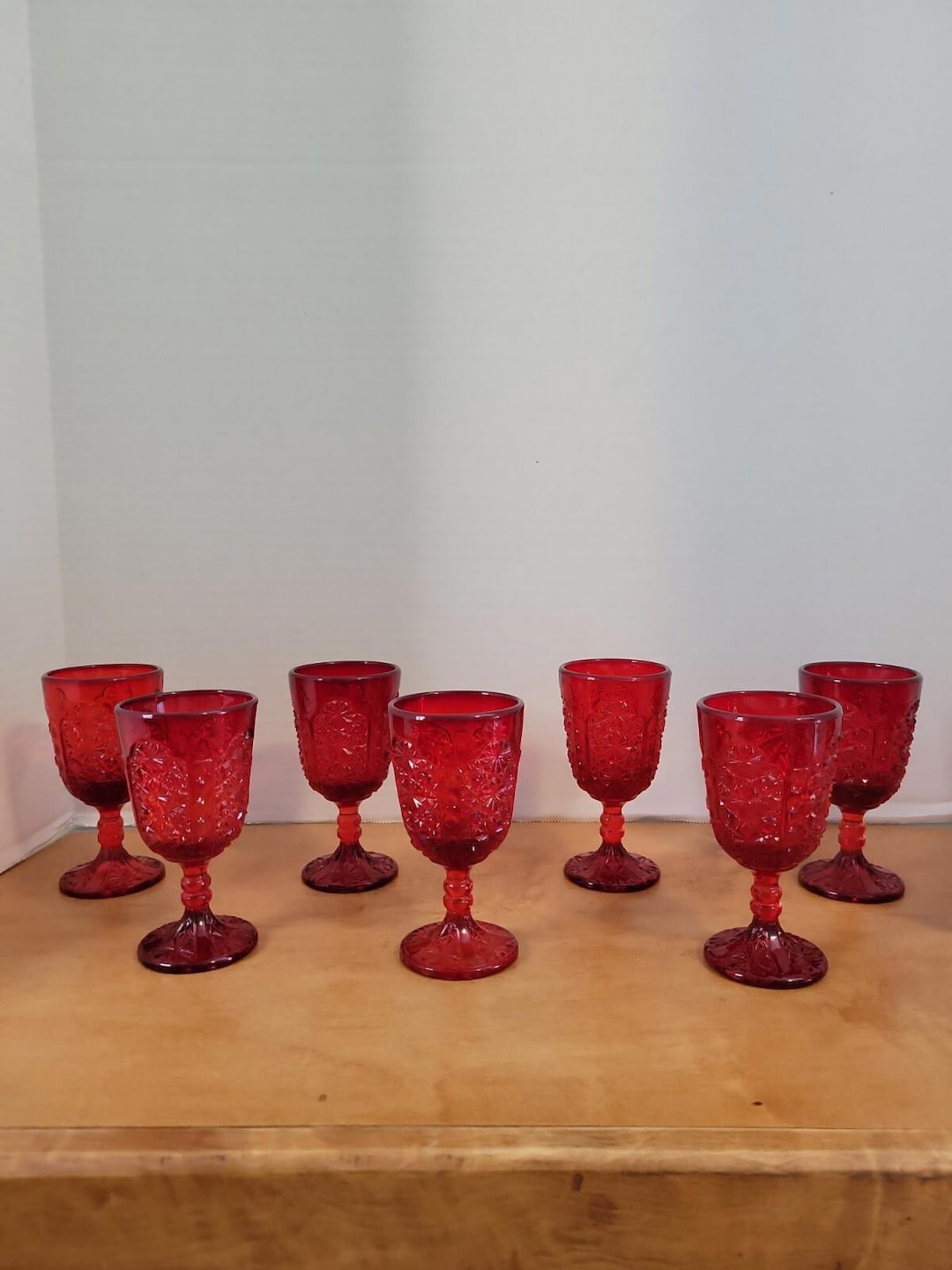 8 LG Wright Glass Pattern Dasiy and Button Ruby. 4.75 Inch Tall - Etsy