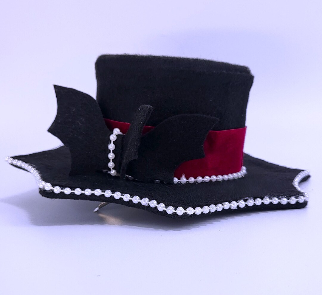Gothic Bat-inspired Mini Top Hat Fascinator | Halloween Punk Accessory ...