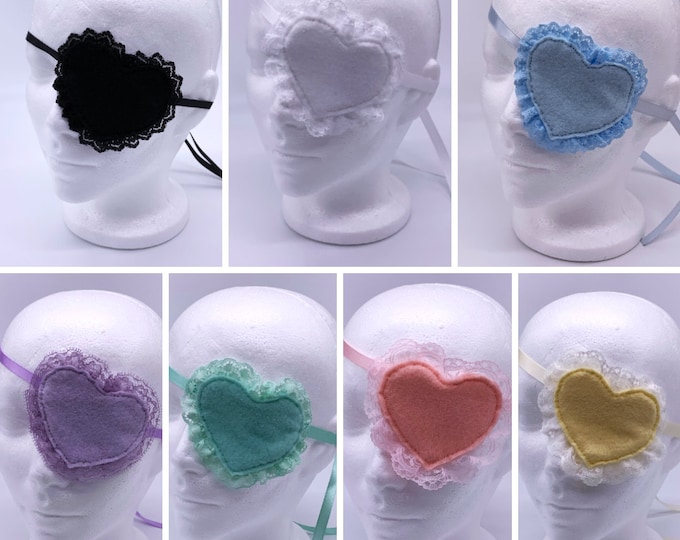 Lace Heart Eye Patch Handmade Gothic Lolita Ribbon Tie Kawaii Menhera ...