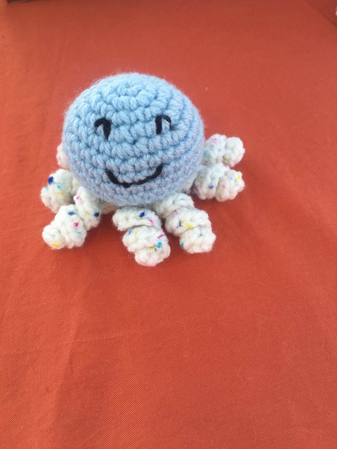 Light Blue Mini Stuffed Crochet Octopus With Confetti Tentacles - Etsy