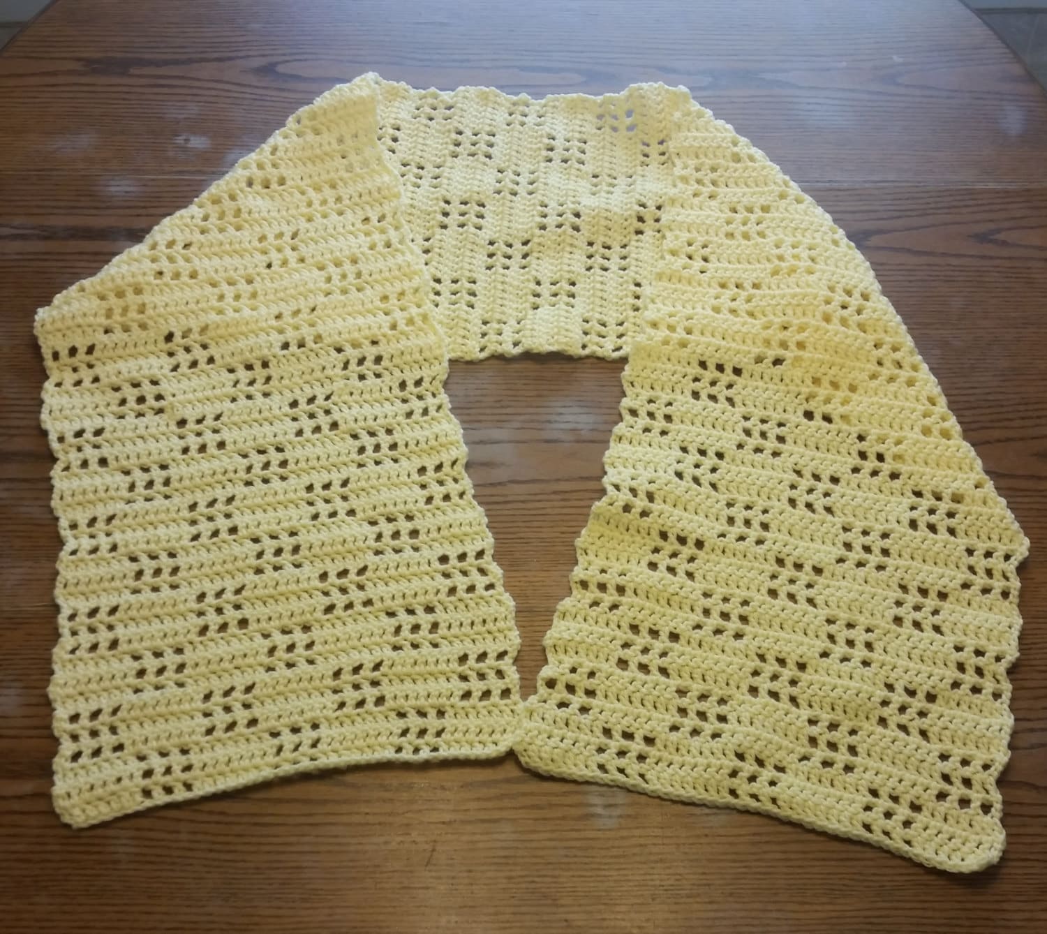 Mano crochet Checker Caja Filet Oración Chal / Envoltura / Bufanda ...