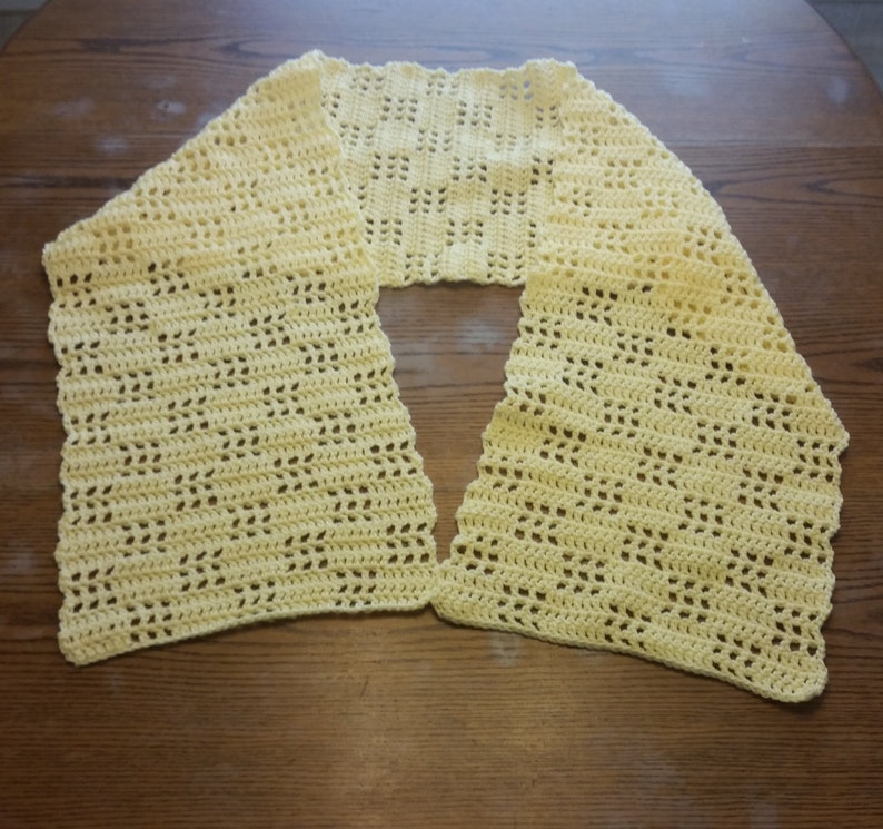 Hand Crochet Checker Box Filet Prayer Shawl / Wrap / Scarf Made to ...