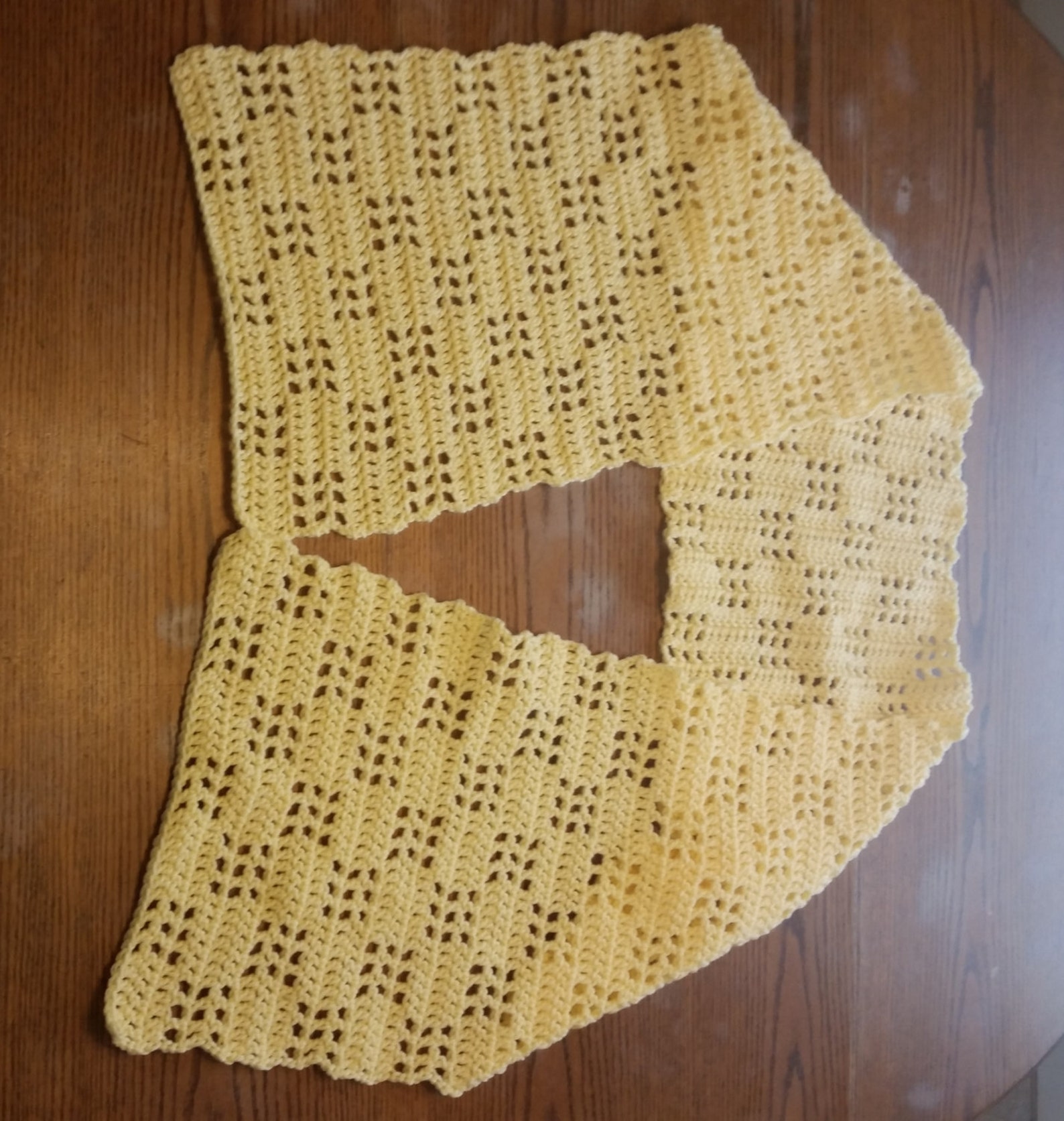 Hand Crochet Checker Box Filet Prayer Shawl / Wrap / Scarf Made to ...