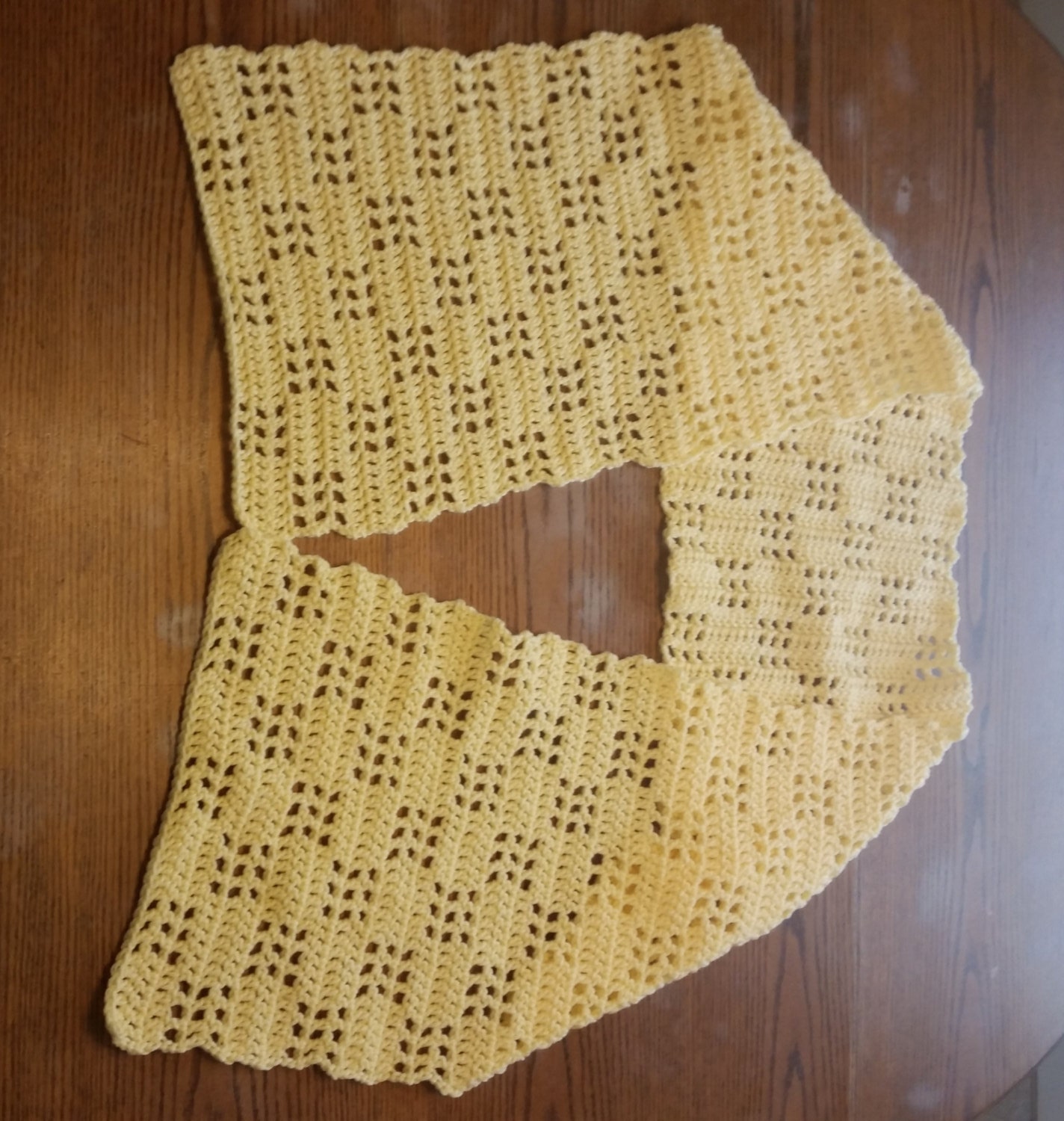 Mano crochet Checker Caja Filet Oración Chal / Envoltura / Bufanda ...