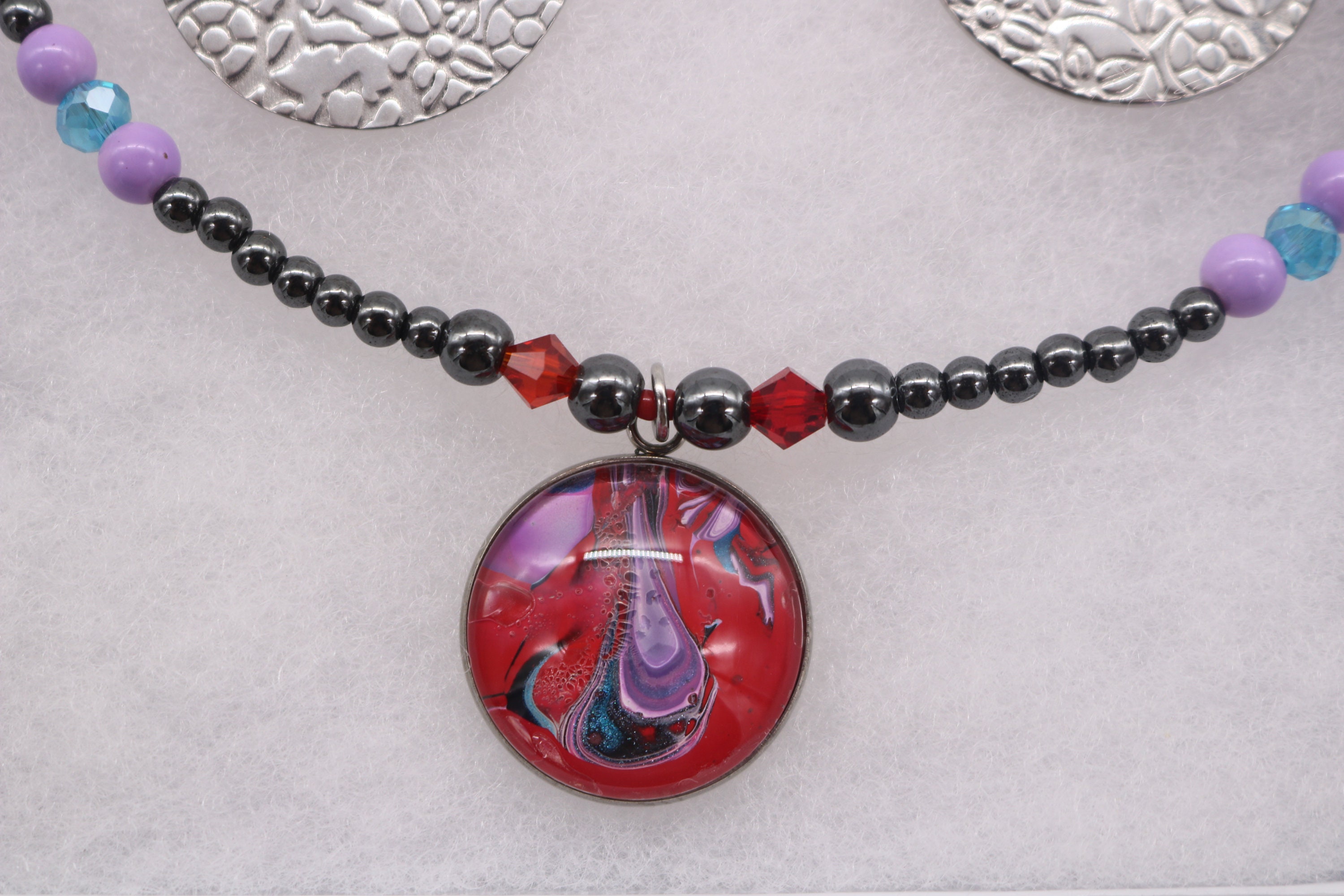 Red and Purple Paint Drip Necklace and Earring Set With - Etsy