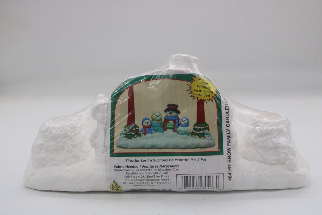 Wee Crafts Accents Unlimited-snow Family Candleholder-paint Yourself - Etsy
