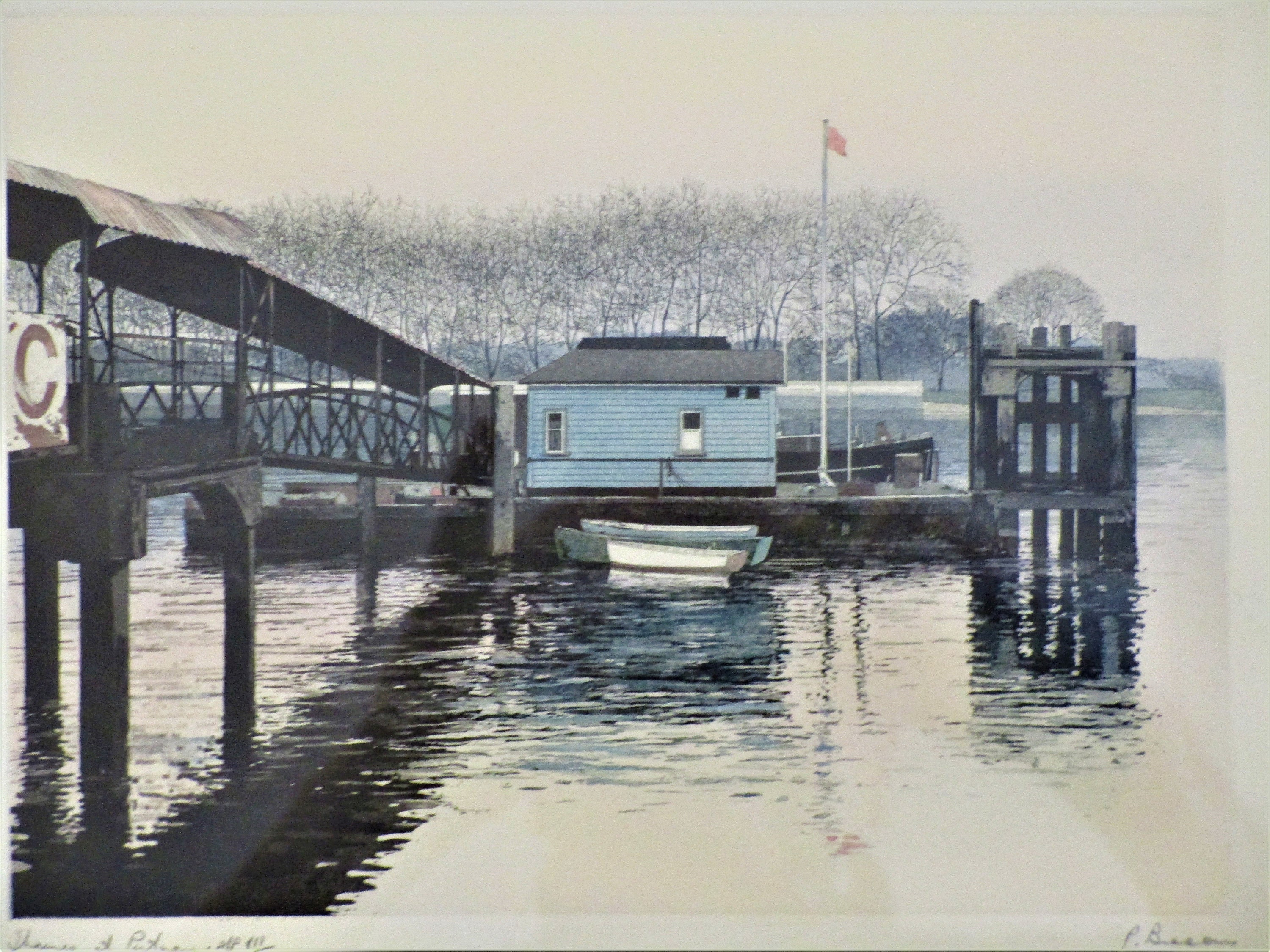 Paul Bisson Print Thames at Putney English Etching Matted and Framed ...