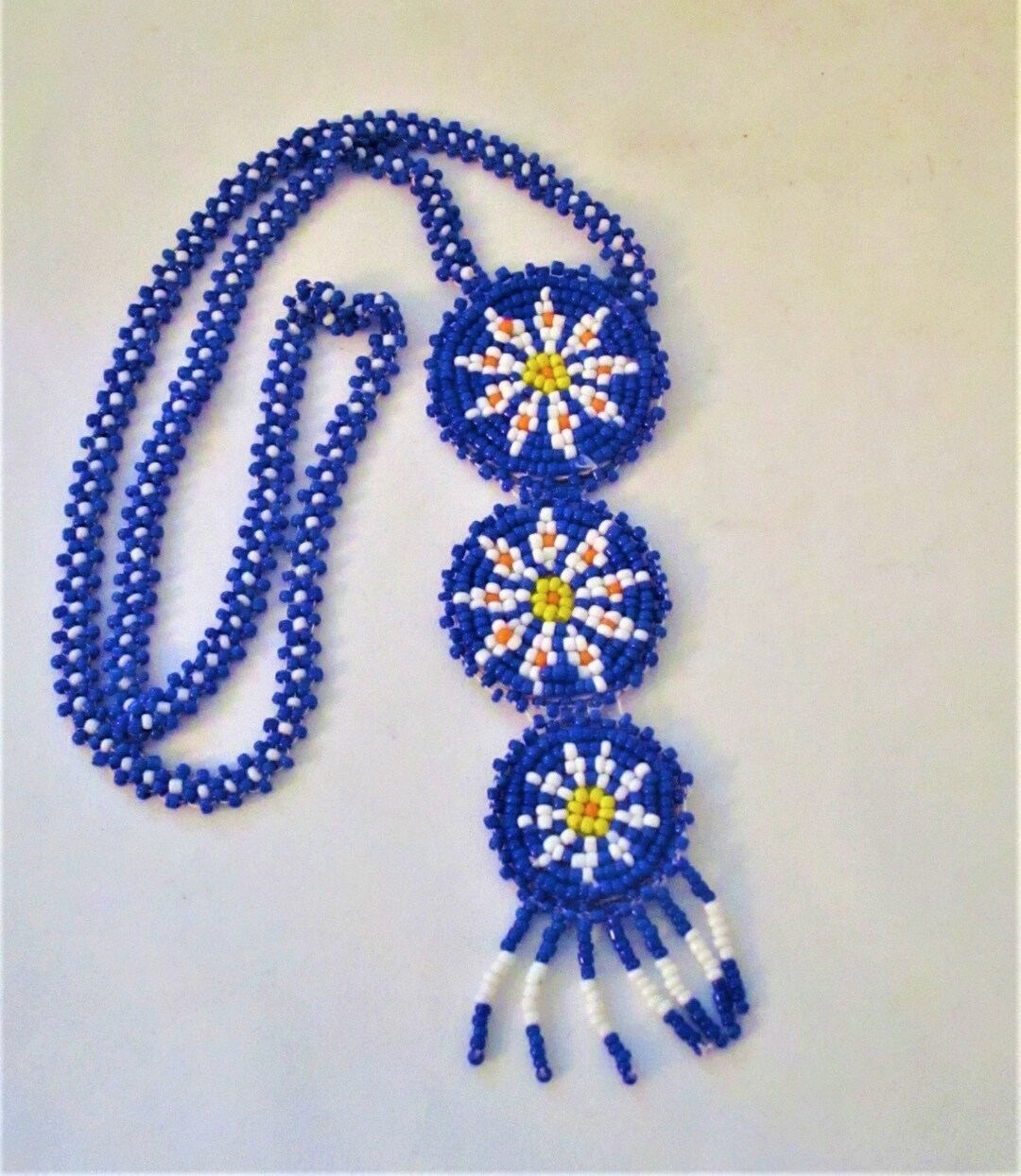 Medallion Beaded Necklace Western Native American Pow Wow Southwestern ...