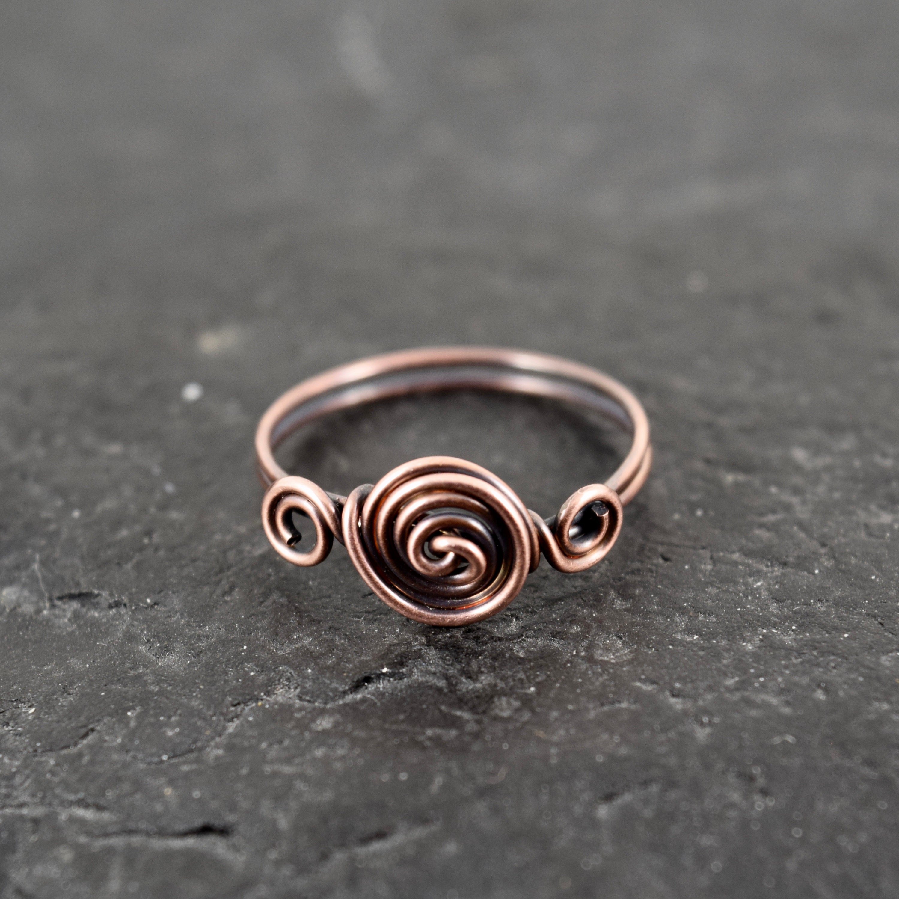 Copper Spiral Ring Patinated Copper Ring Minimalistic Ring - Etsy