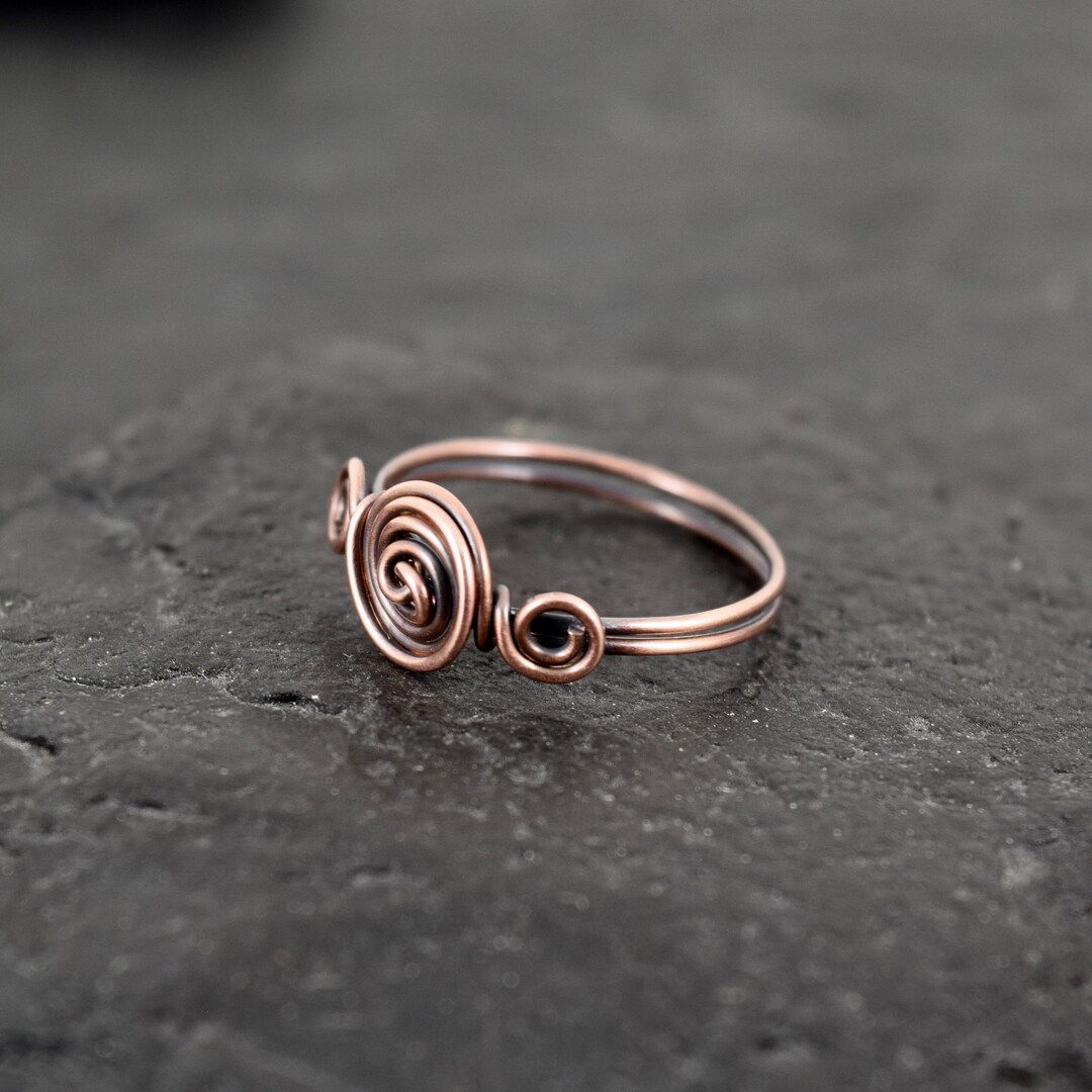 Copper Spiral Ring Patinated Copper Ring Minimalistic Ring Copper Wire ...