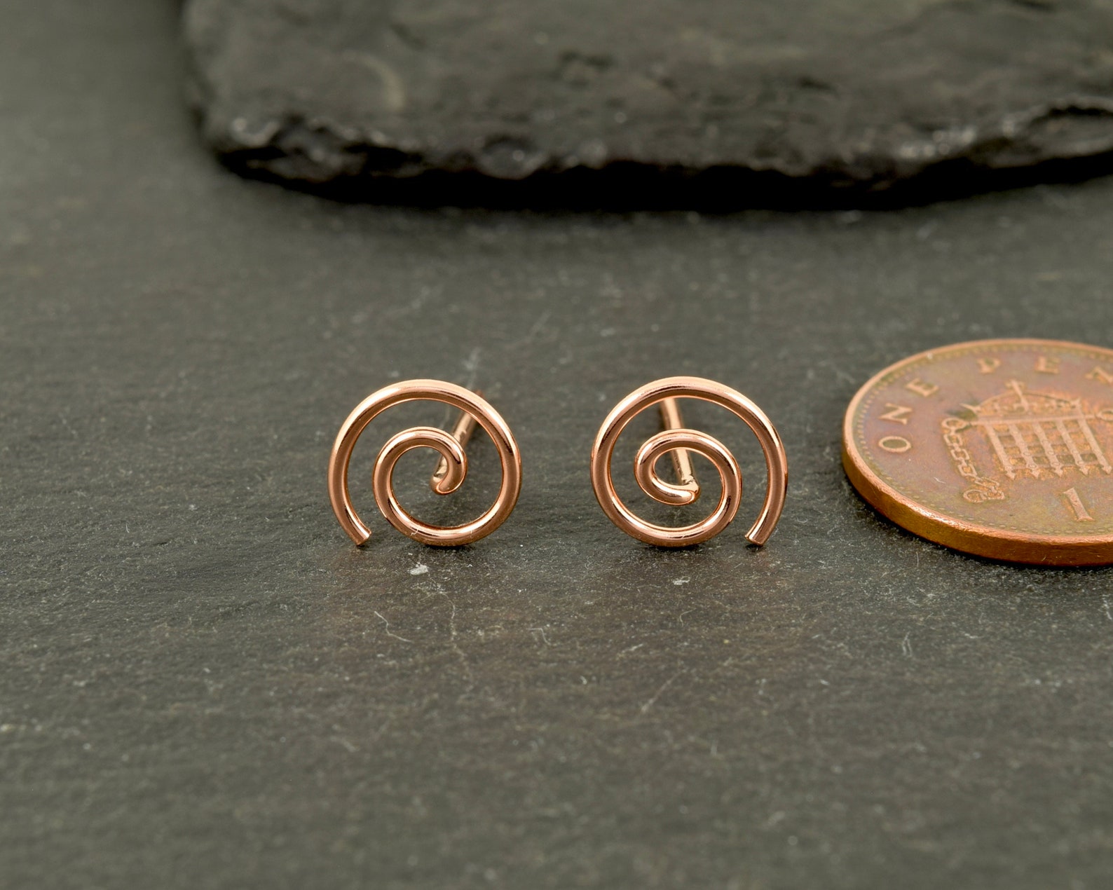 Copper Wire Spiral Stud Earrings Swirl Earrings Simple Copper Studs ...