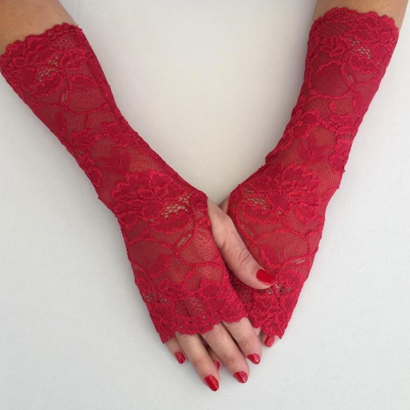 Long Red Gloves - Etsy