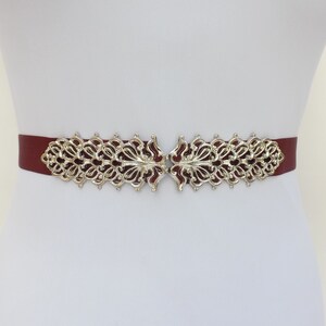 Burgundy Elastic Waist Belt With Large Silver Filigree Clasp - Etsy