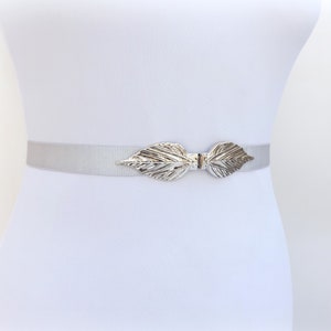 Women's Silver Elastic Waist Belt With Silver Leaf Clasp - Etsy