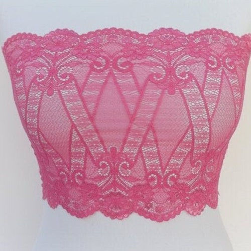 White Lined Elastic Lace Bandeau Top Strapless Bra Etsy