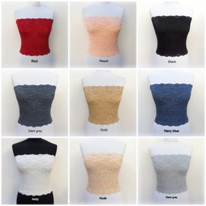 Navy Blue Lined Elastic Lace Tube Top Strapless - Etsy