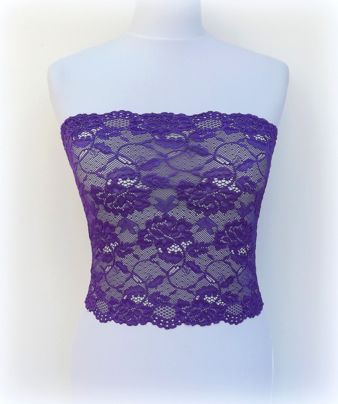 Purple See Through Elastic Lace Tube Top Strapless - Etsy