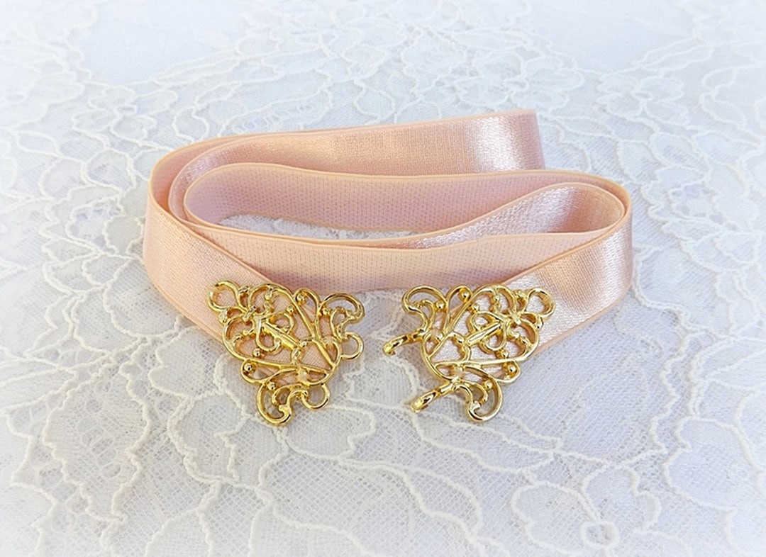 Light Peach Elastic Waist Belt With Gold Filigree Clasp - Etsy